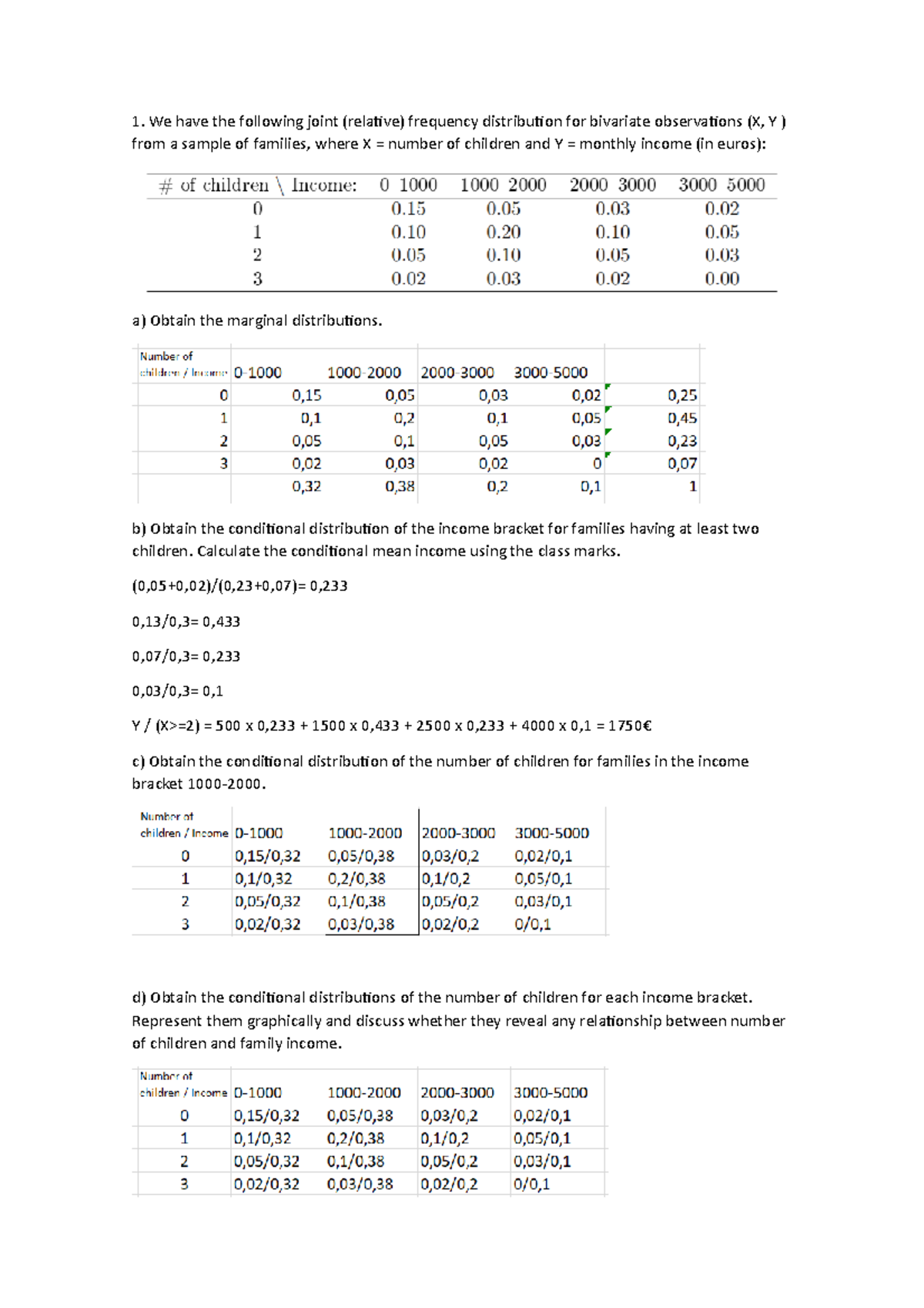 Estadistica 3 - Problem set 3 - We have the following joint (relative ...