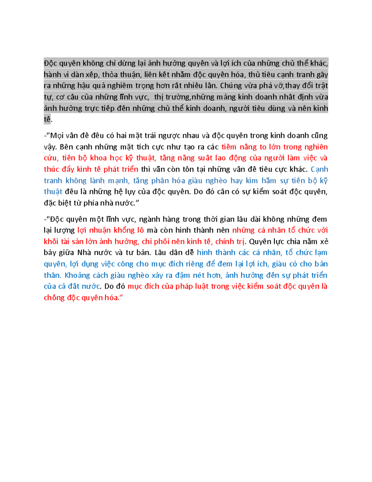 Yêu cầu chống độc quyền - Đ cộ quyềền không ch d ng l iỉ ừ ạ ả nh h ưởng quyềền và l i ích c a ...