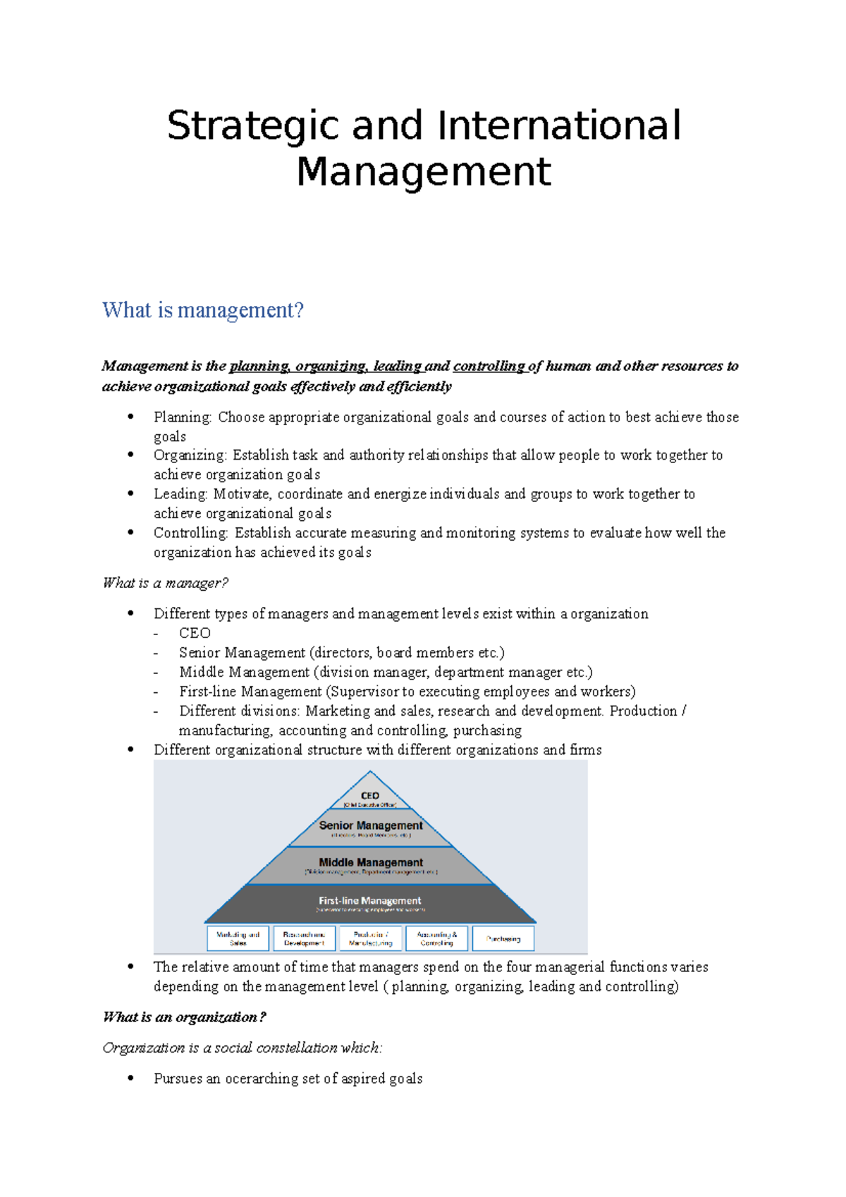 Strategic and International Management - Strategic and International ...