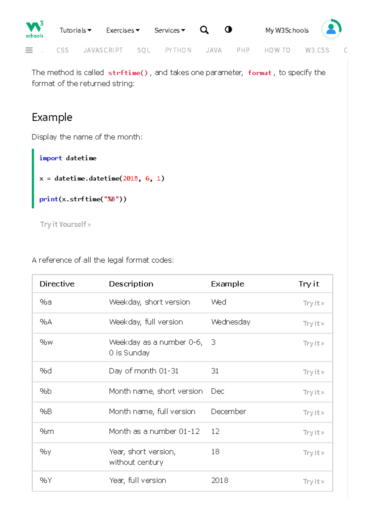 Python Dates - notes - Try it » Try it » Try it » Try it » Try it » Try ...