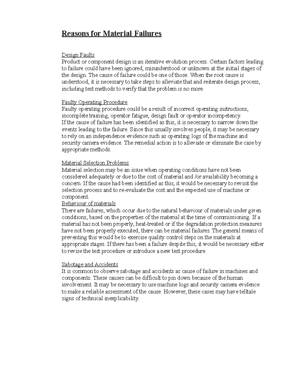 Material Failure - Short Note - Reasons for Material Failures Design ...