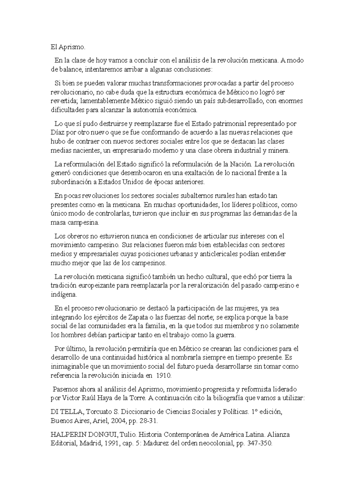 El Aprismo clase de Americana - El Aprismo. En la clase de hoy vamos a ...