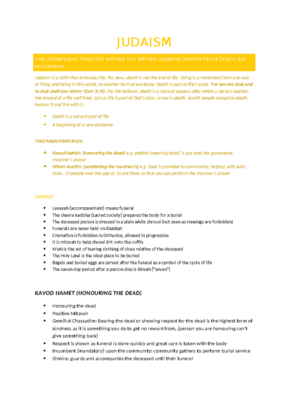 Judaism notes - JUDAISM ONE SIGNIFICANT PRACTICE WITHIN THE WITHIN ...