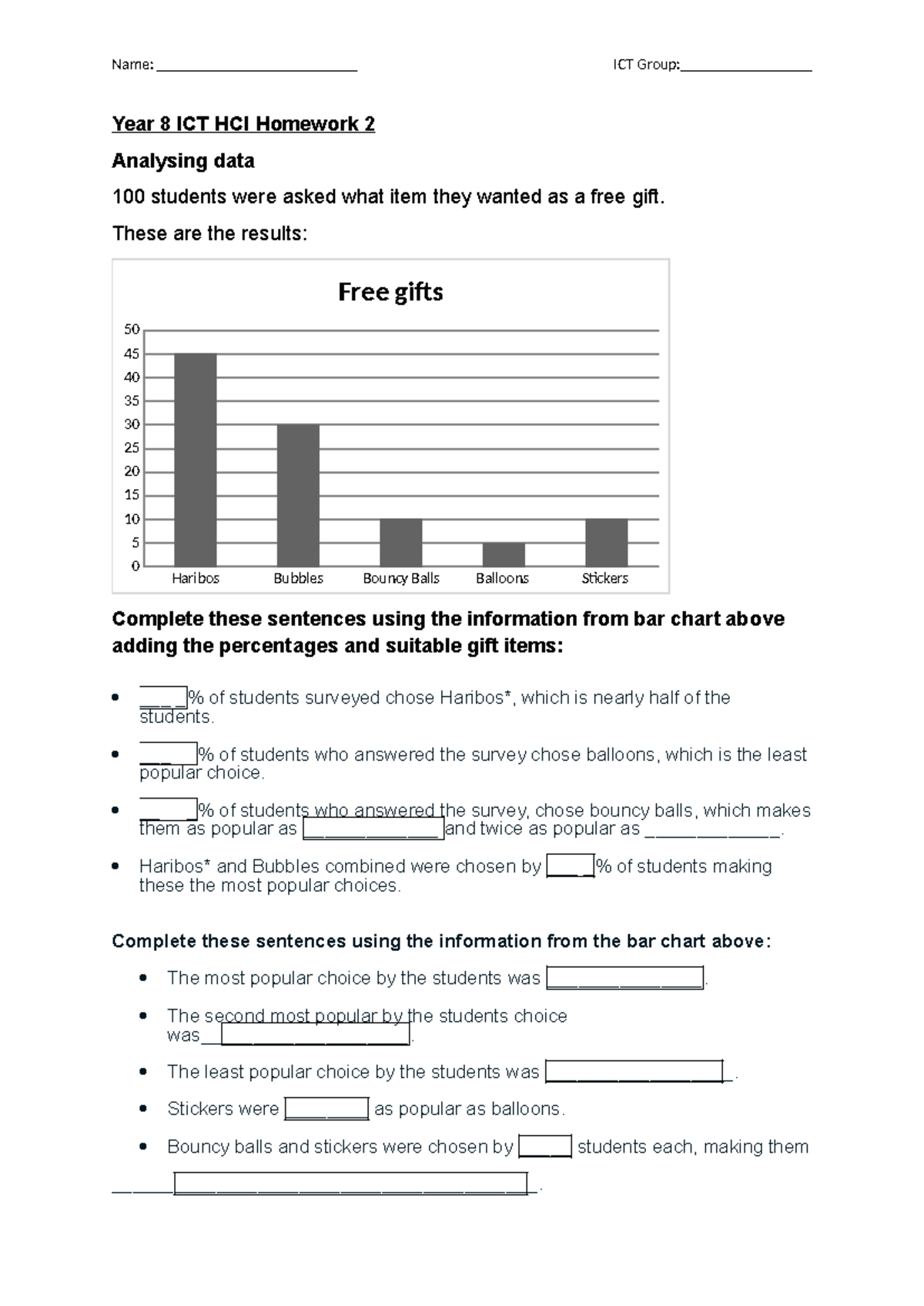 Year 8 HCI Homework 2 Analysis - Name: __________________________ ICT ...