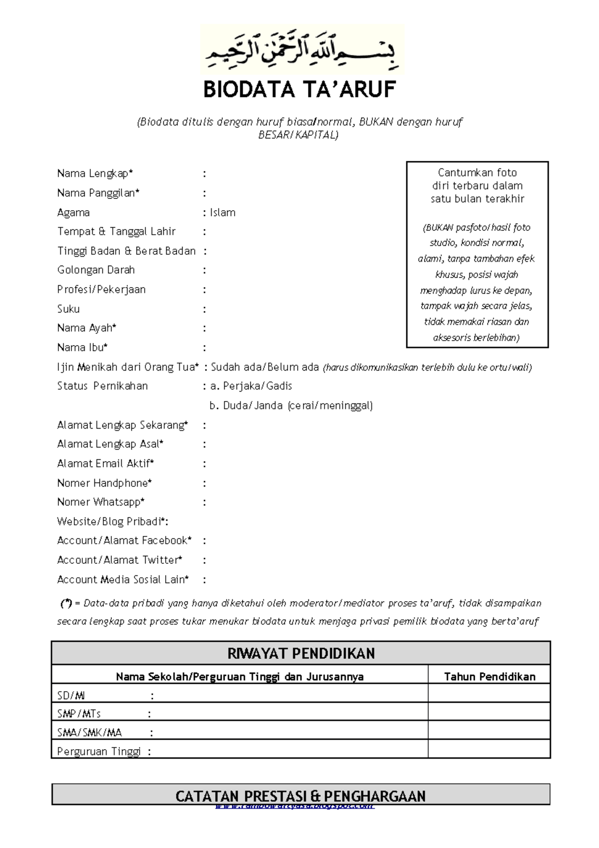 Format-biodata-taaruf - rainbowartyasa.blogspot BIODATA TA’ARUF ...