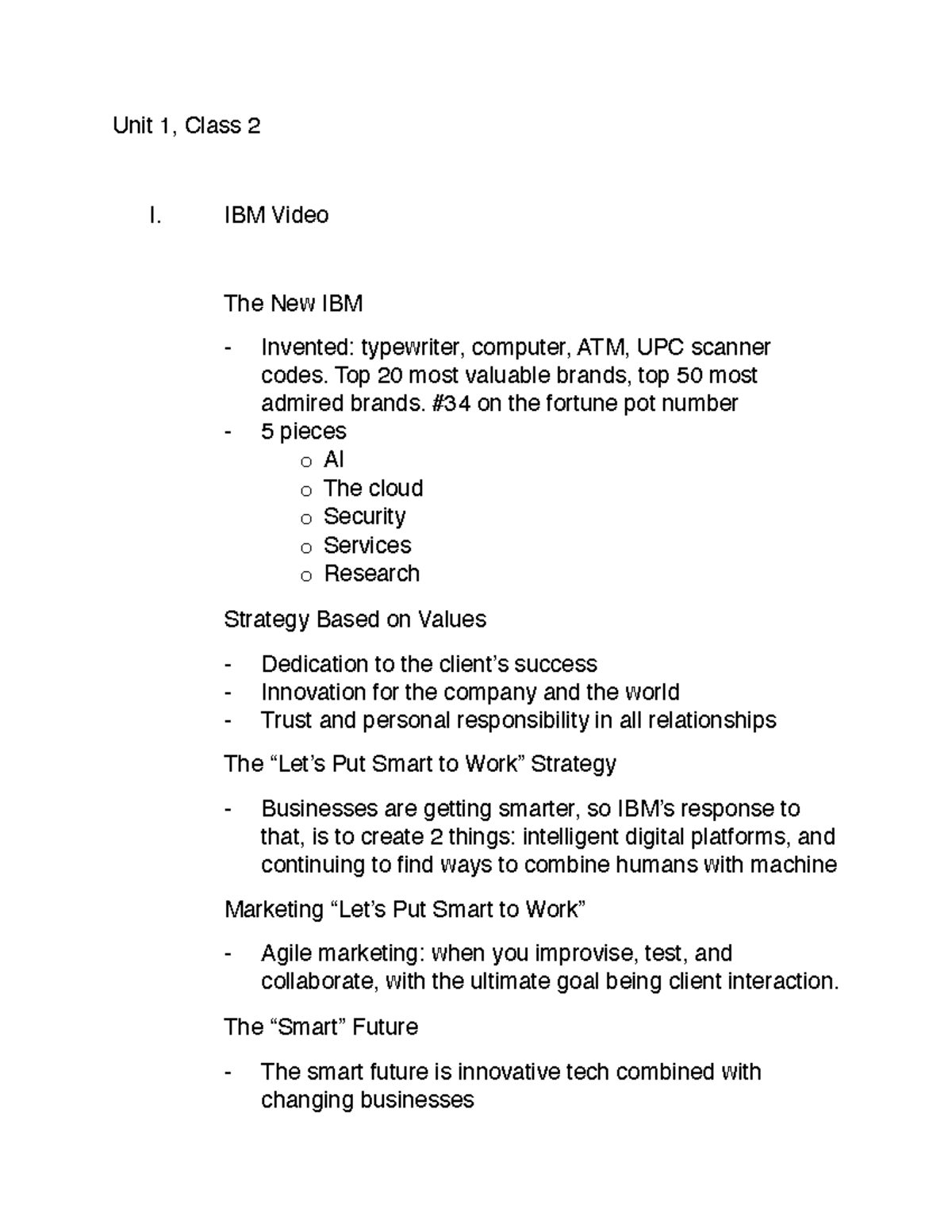 Unit 1, Class 2 3 - Unit 1, Class 2 I. IBM Video The New IBM Invented ...