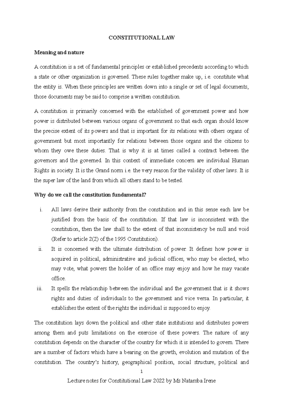 Constitutional Law Notes CONSTITUTIONAL LAW Meaning And Nature A constitutional-law-notes-constitutional-law-meaning-and-nature-a