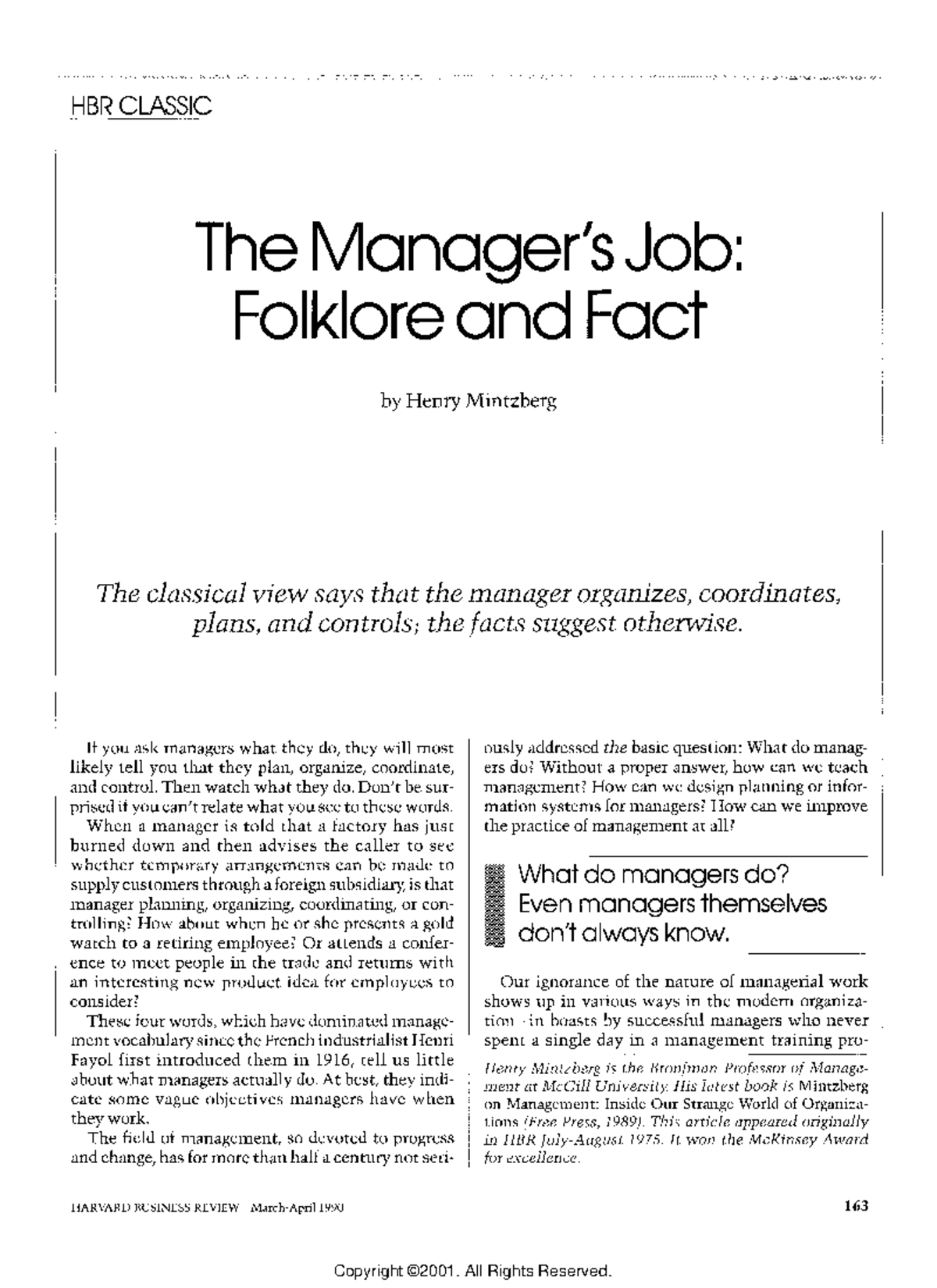 The Managers Job is the da - 9701 - Studocu