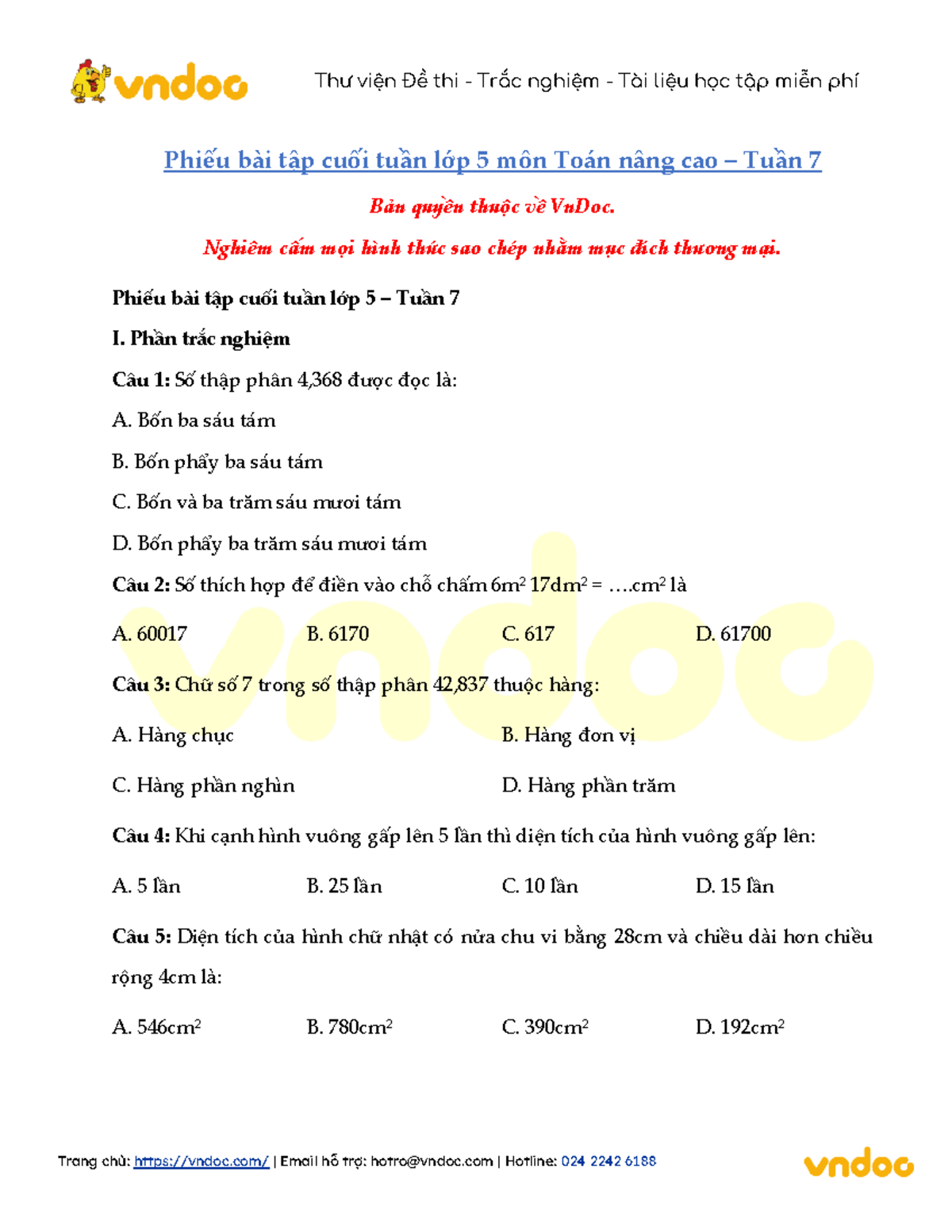 Phieu bai tap cuoi tuan lop 5 mon toan nang cao tuan 7 - Phiếu b‡i tập cuối tuần lớp 5 mÙn To·n ...