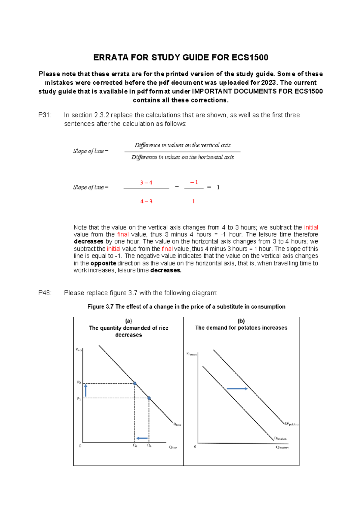 Errata FOR Study Guide FOR ECS1500 - ERRATA FOR STUDY GUIDE FOR ECS ...