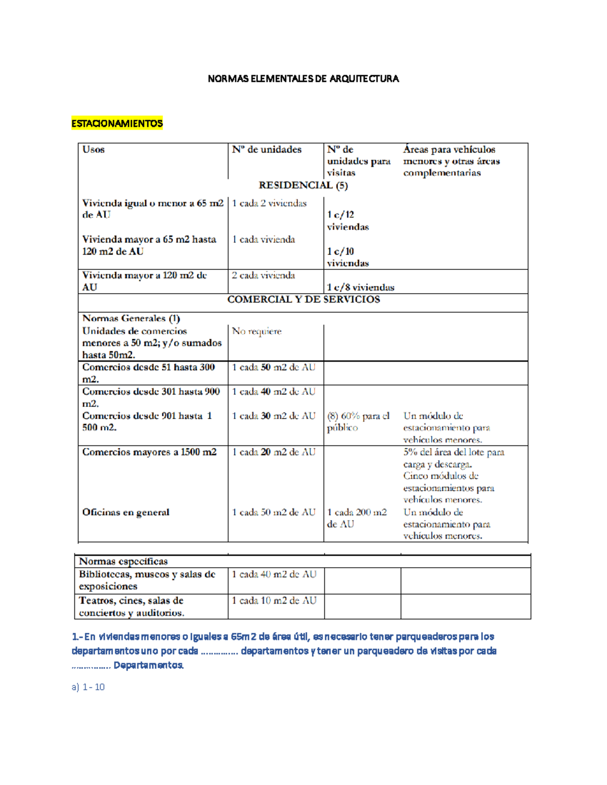 Normativa - arquitectura uce test - NORMAS ELEMENTALES DE ARQUITECTURA ...