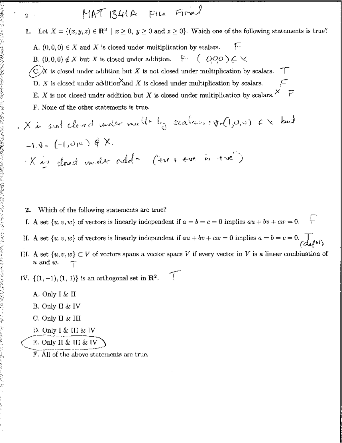 Practice exam 2015, Questions and answers - Final - MAT1341 - Studocu