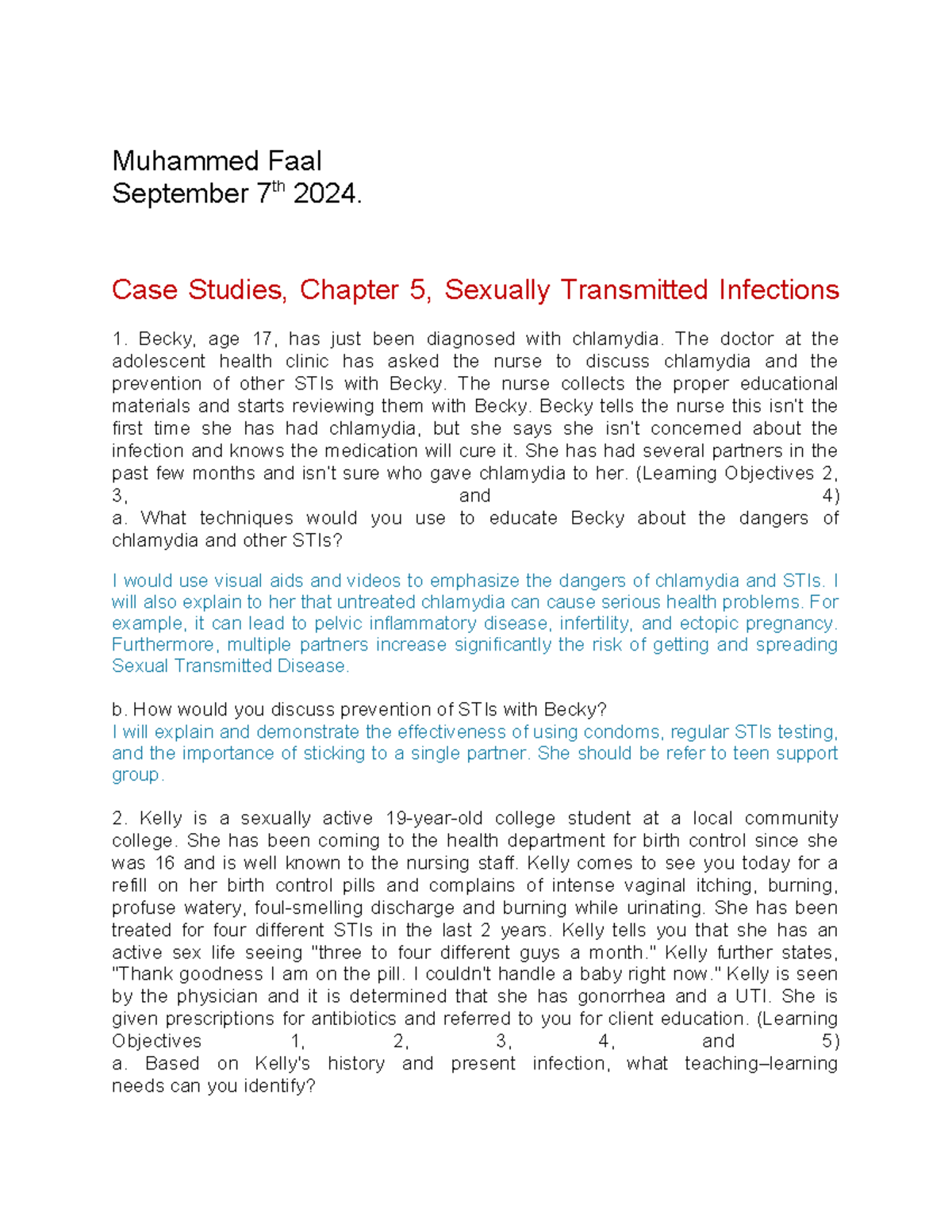 Maternity sti case study - Muhammed Faal September 7 th 2024. Case ...