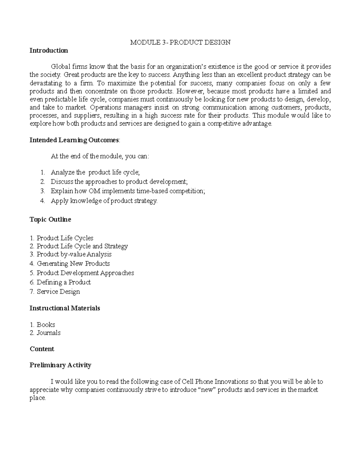 Product Design- Operation Management - MODULE 3- PRODUCT DESIGN ...