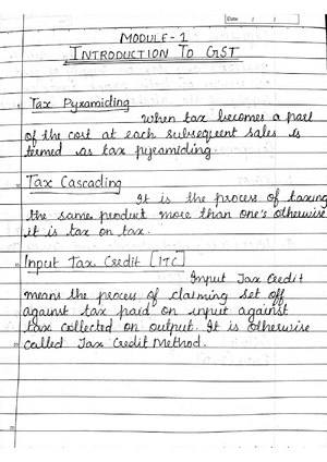 GST Notes Final - Goods and service Tax - Who is an Input service ...