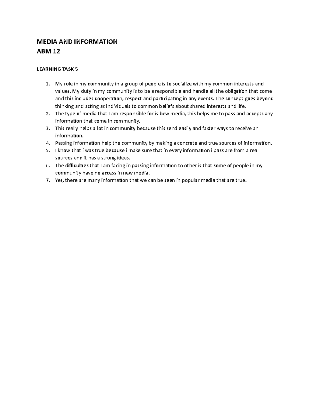 Media & INFO LT 3 - MEDIA AND INFORMATION ABM 12 LEARNING TASK 5 My ...