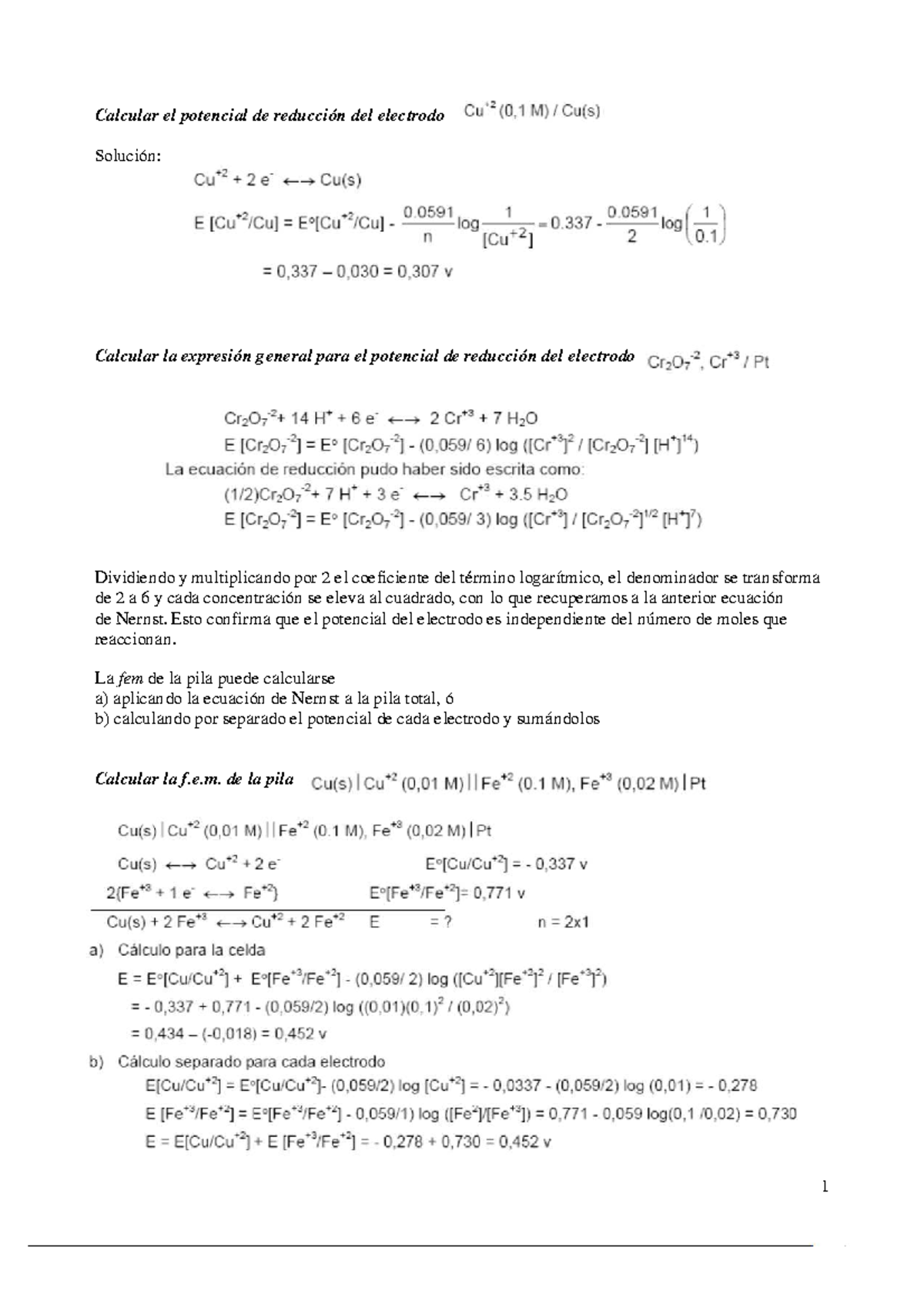 Practica-ejercicios-resueltos-electroquimica compress - Calcular el potencial de reducción del ...