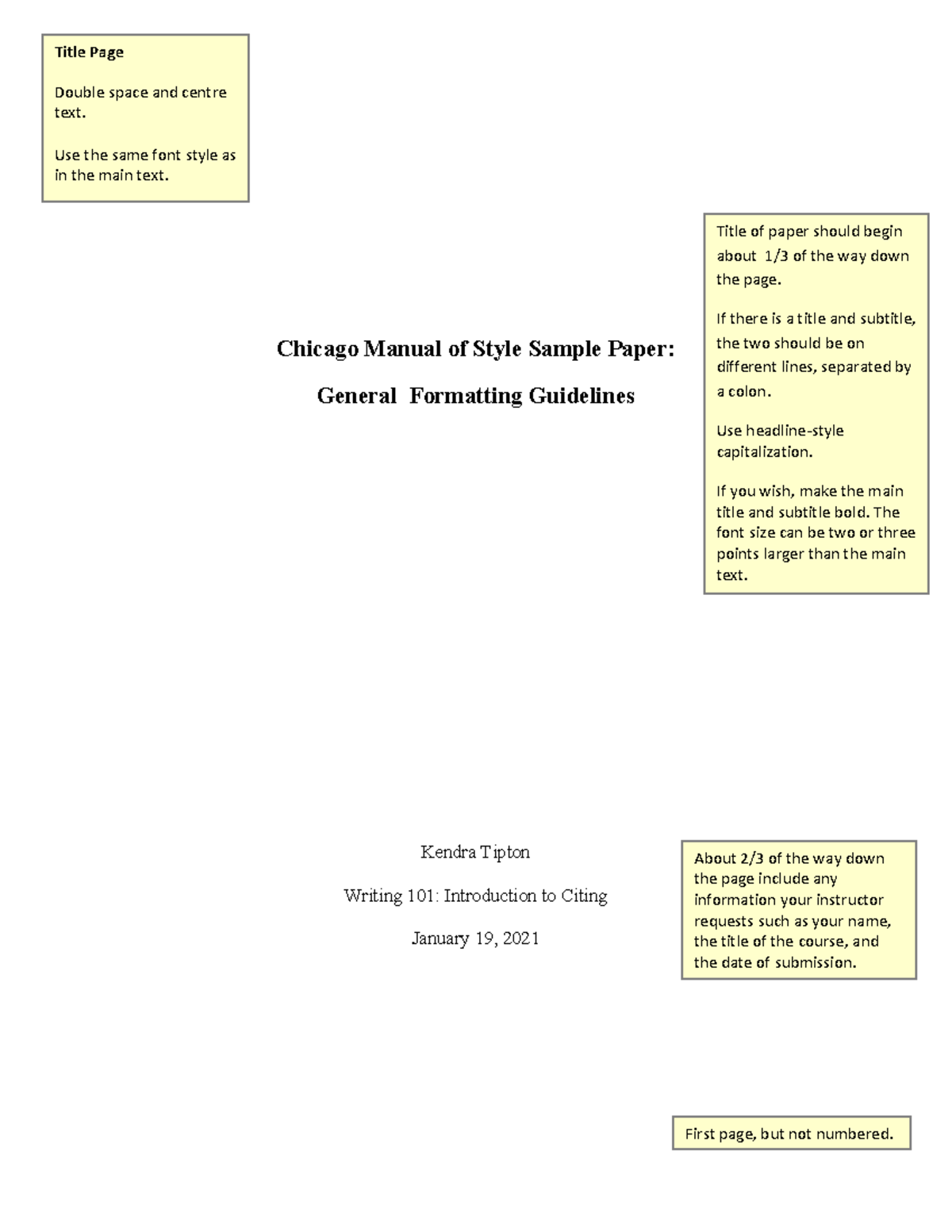Chicago Style Format Helper - Chicago Manual of Style Sample Paper ...