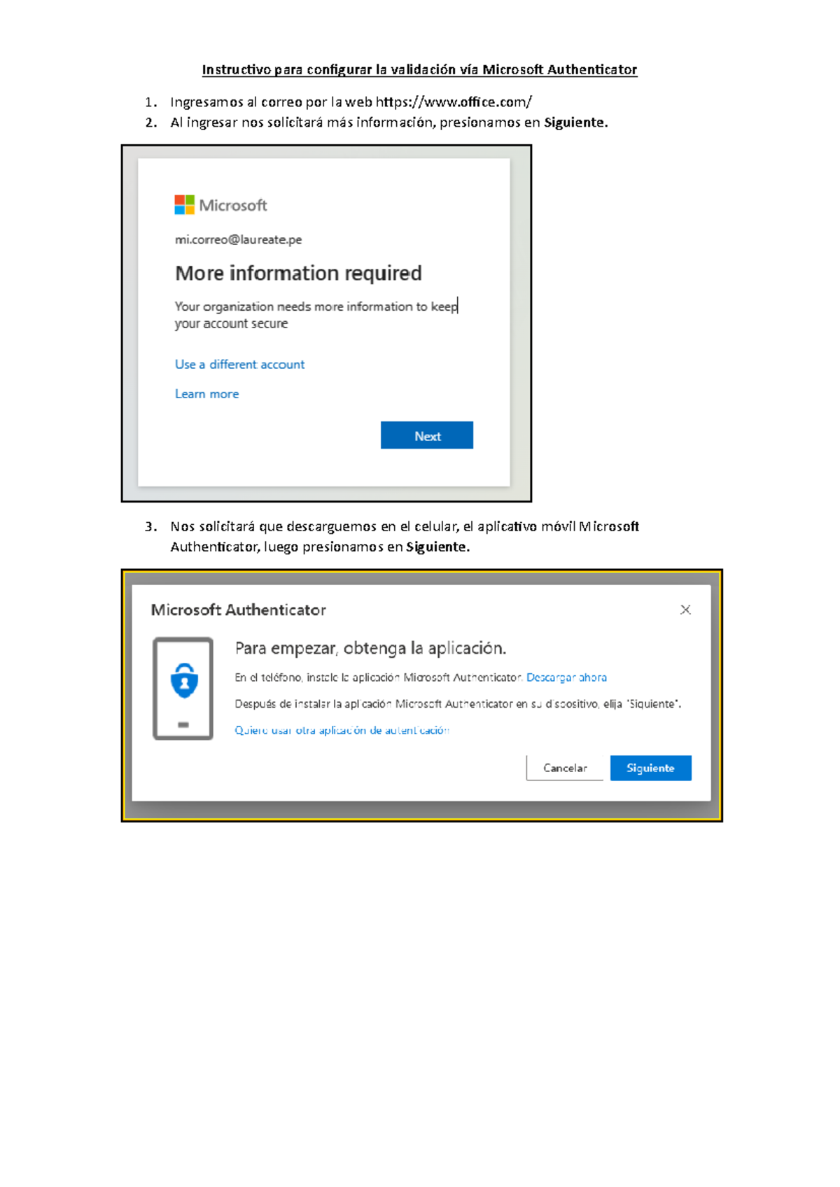 Instructivo para configurar la validación vía Microsoft Authenticator ...