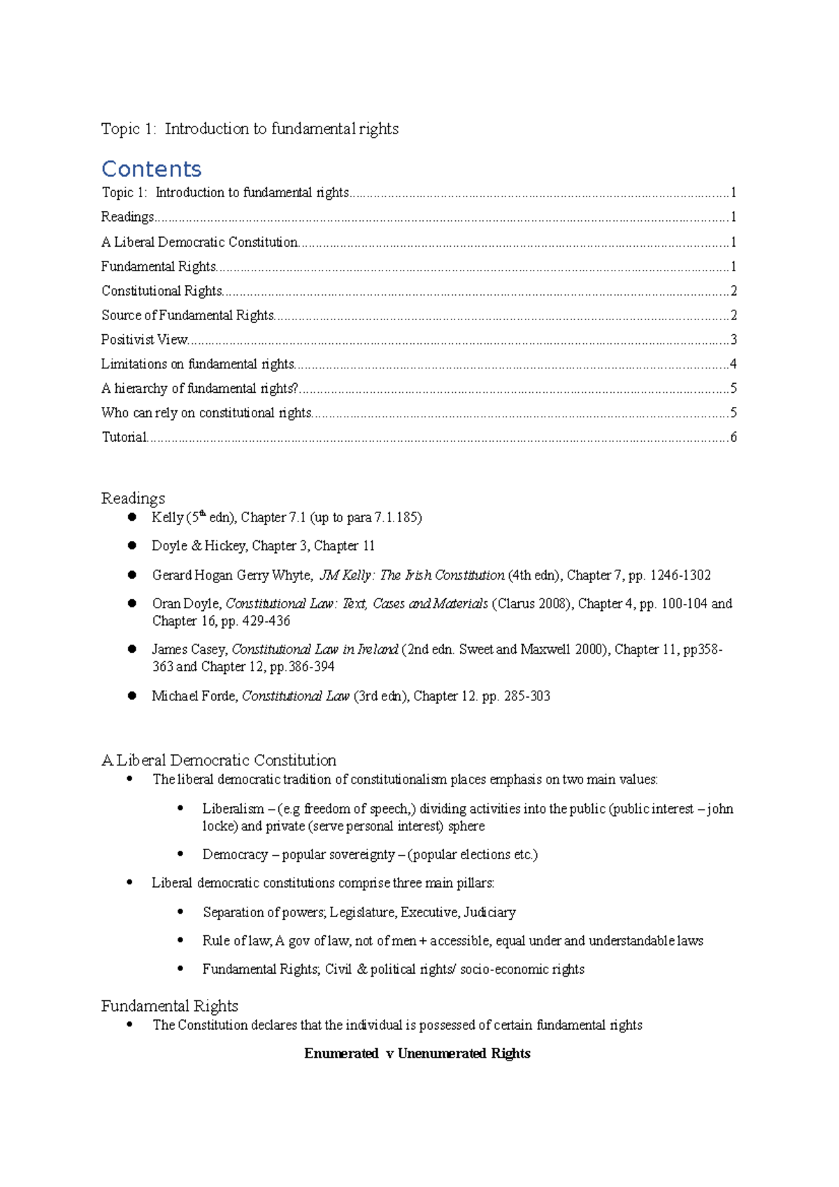 Introduction of fundamental rights notes const 2 - Topic 1 ...
