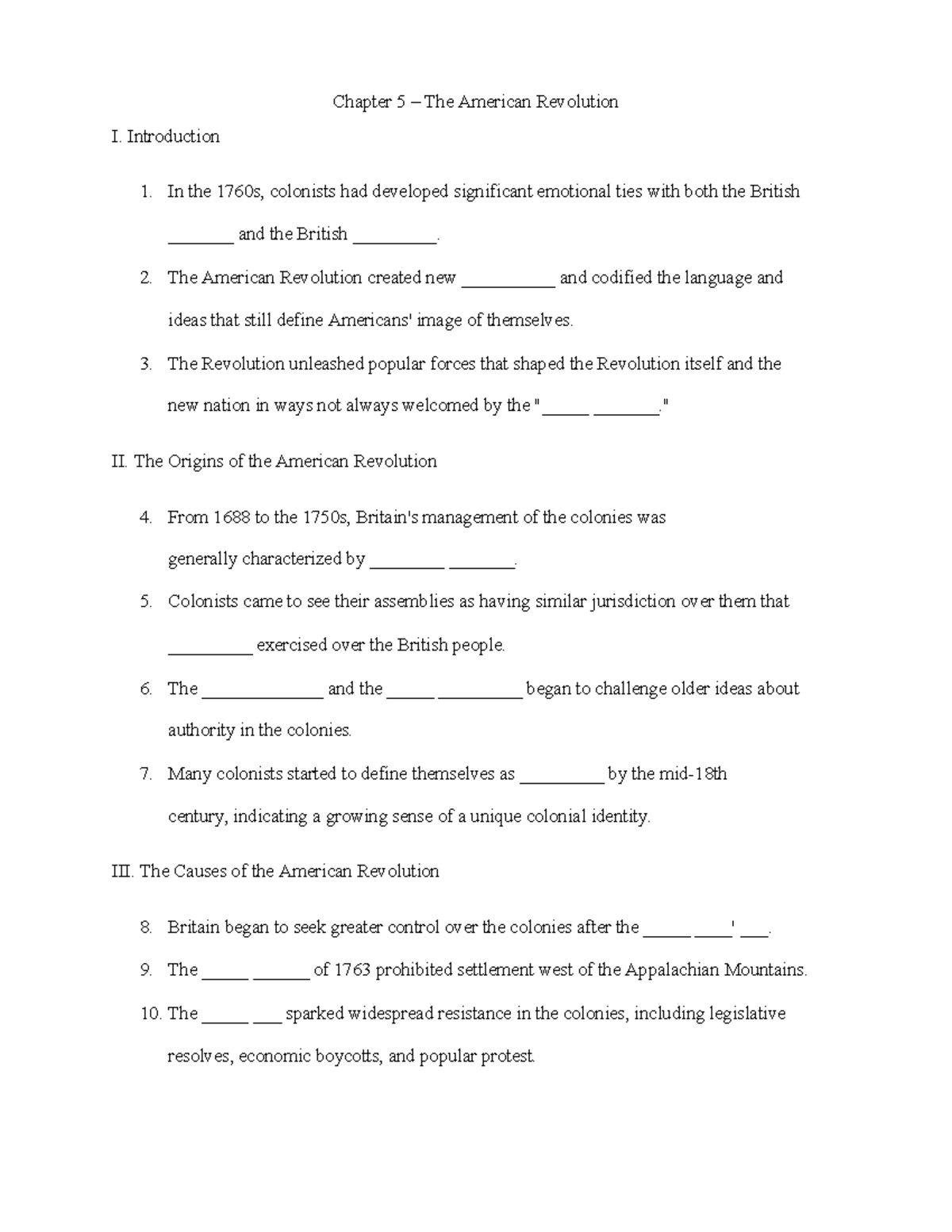 05 - The American Revolution - Chapter 5 – The American Revolution I ...
