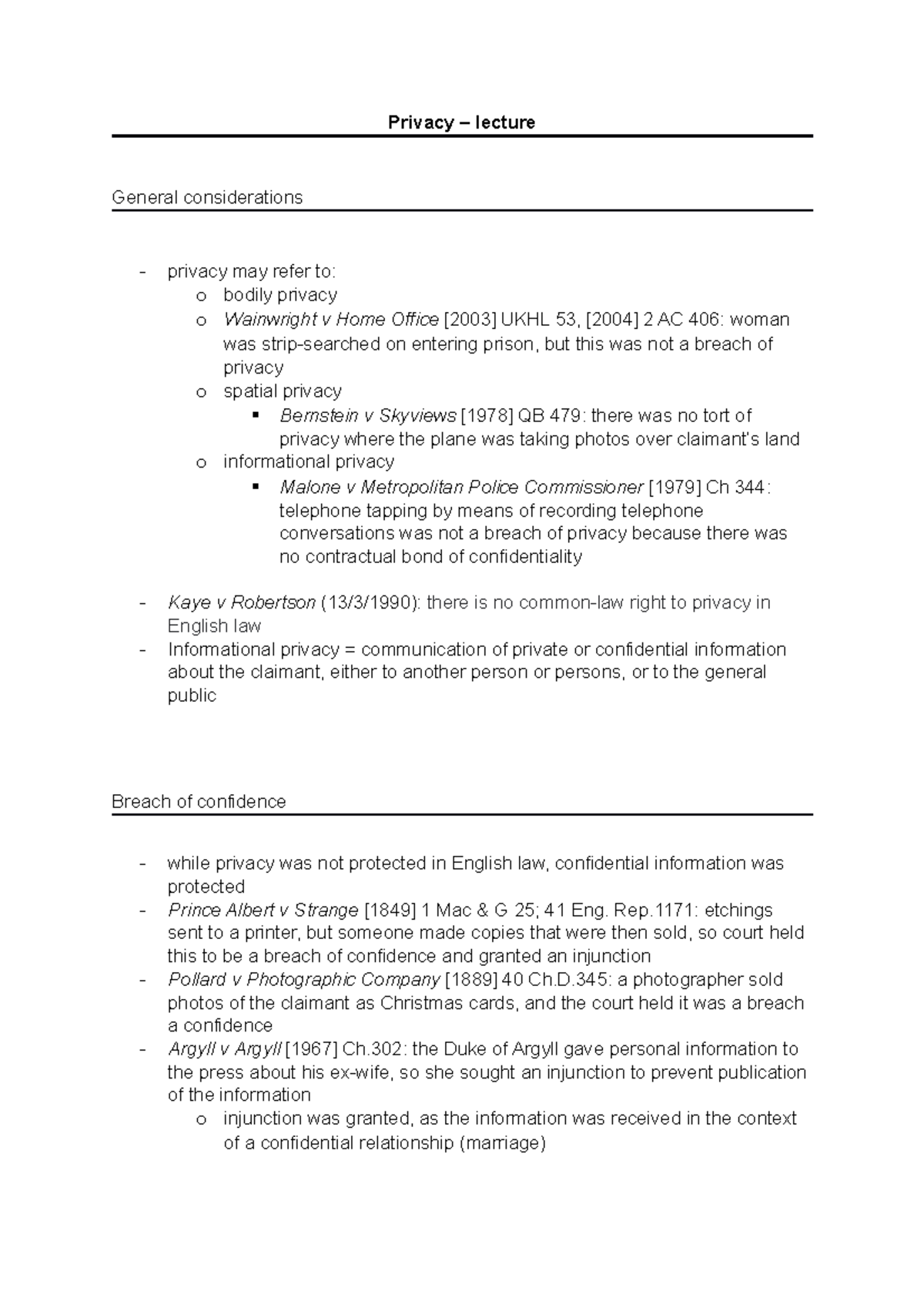 Privacy - lecture - Privacy – lecture General considerations privacy ...