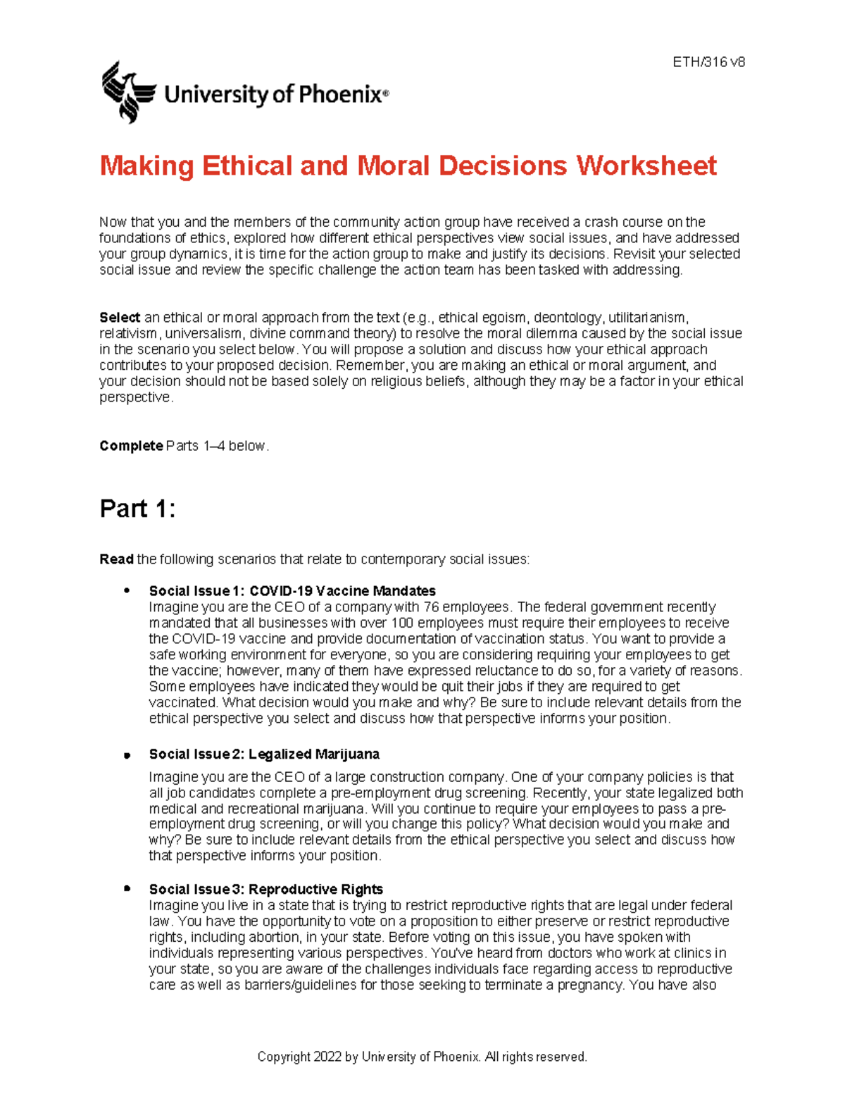 Eth316 v8 wk5 making ethical and moral decisions worksheet - ETH/316 v ...