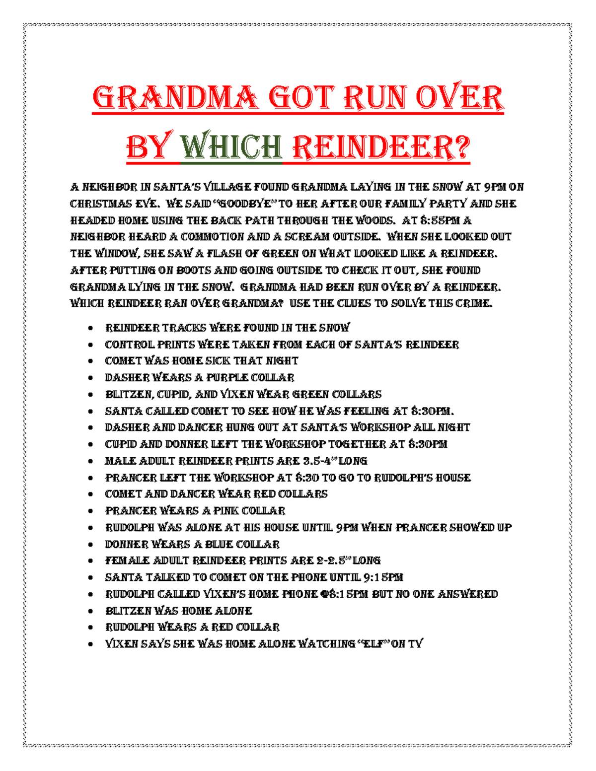 grandma got ran over by reindeer - Grandma got run over by WHICH ...