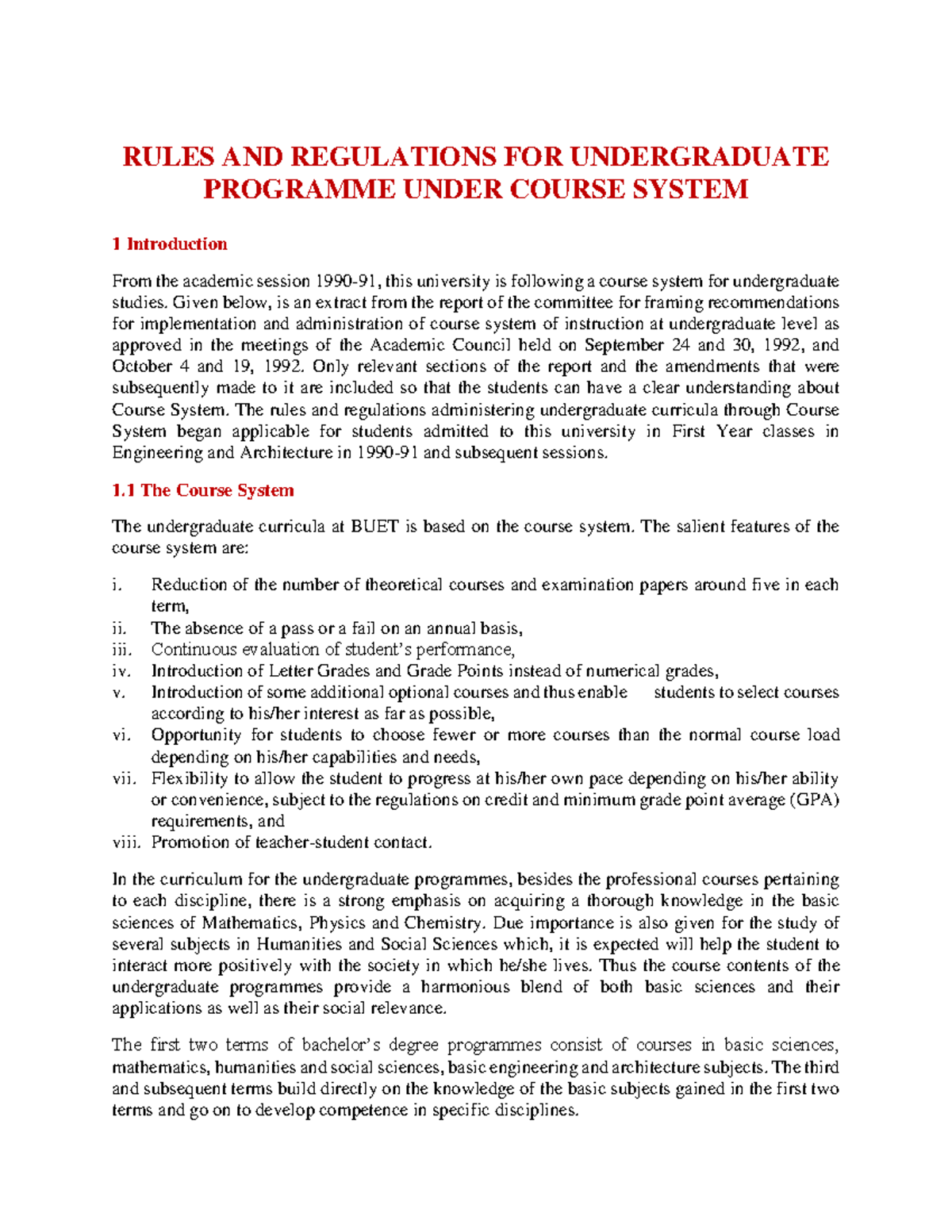 BUET EEE UG 2020 Rules N Regulations - RULES AND REGULATIONS FOR ...
