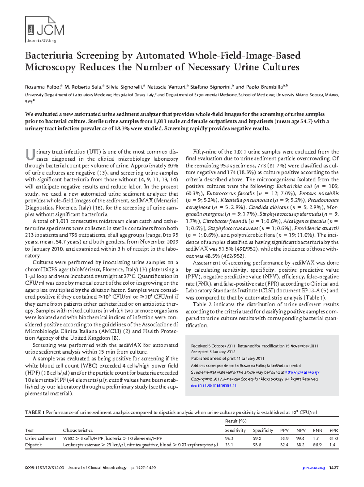 Bacteriuria screening - Roberta Sala,a Silvia Signorelli, a Natascia ...