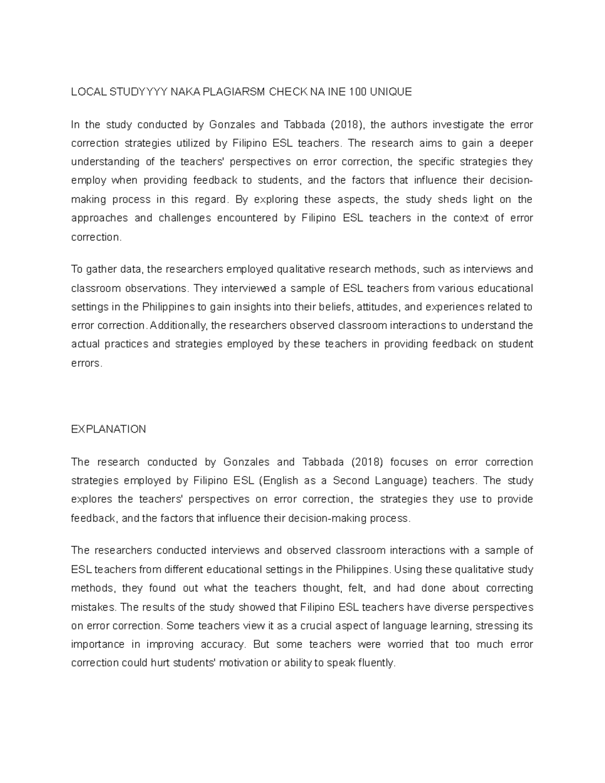 Local Studyyyy - OF GOOOD - LOCAL STUDYYYY NAKA PLAGIARSM CHECK NA INE ...