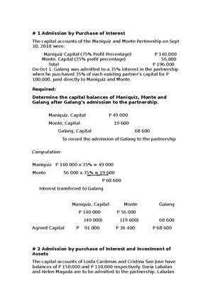 Partnership Dissolution Problem 5 & 6 ( Answers KEY) - Page | 1 Chapter ...