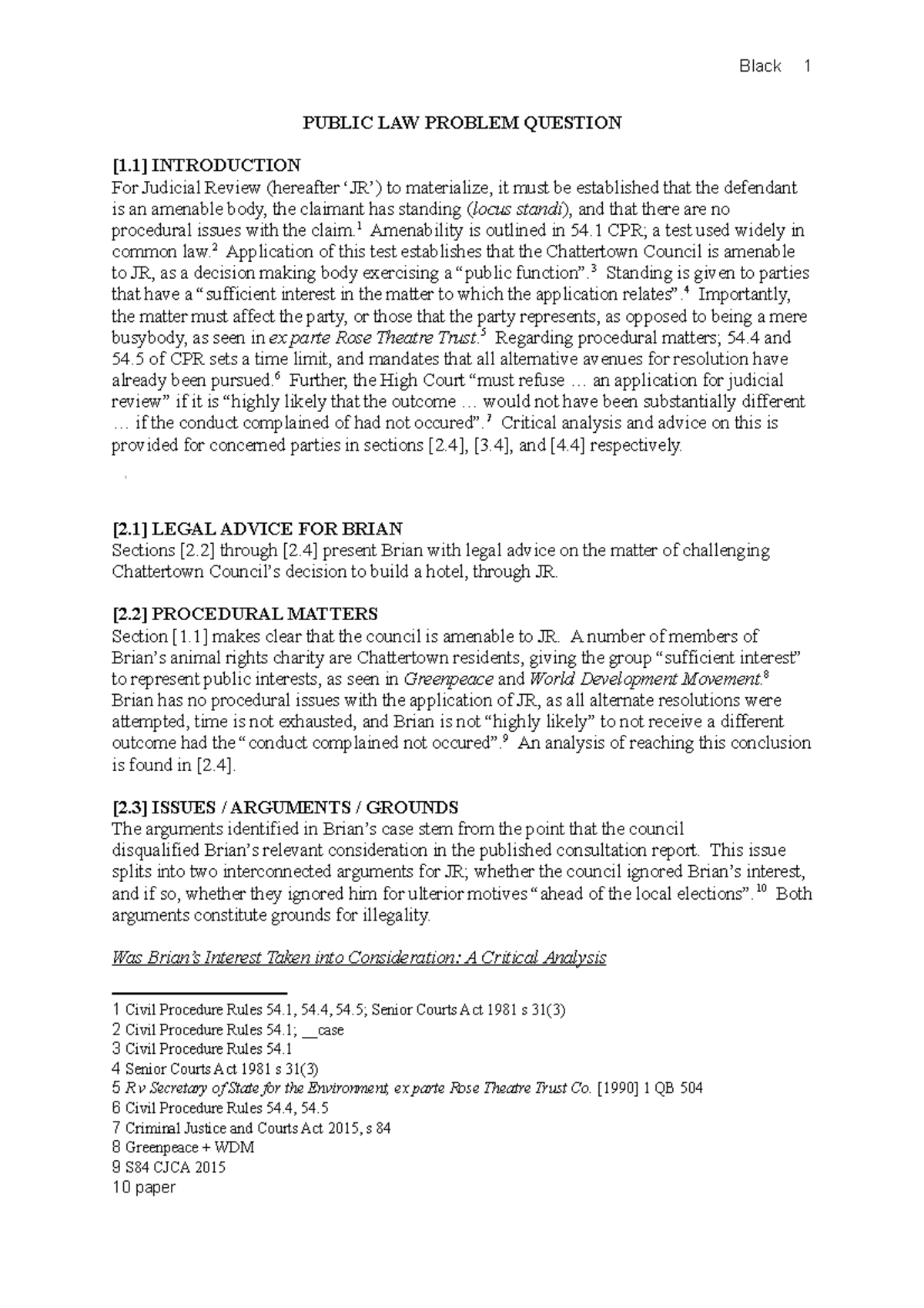 Problem Questions (Public) - Black 1 PUBLIC LAW PROBLEM QUESTION [1 ...