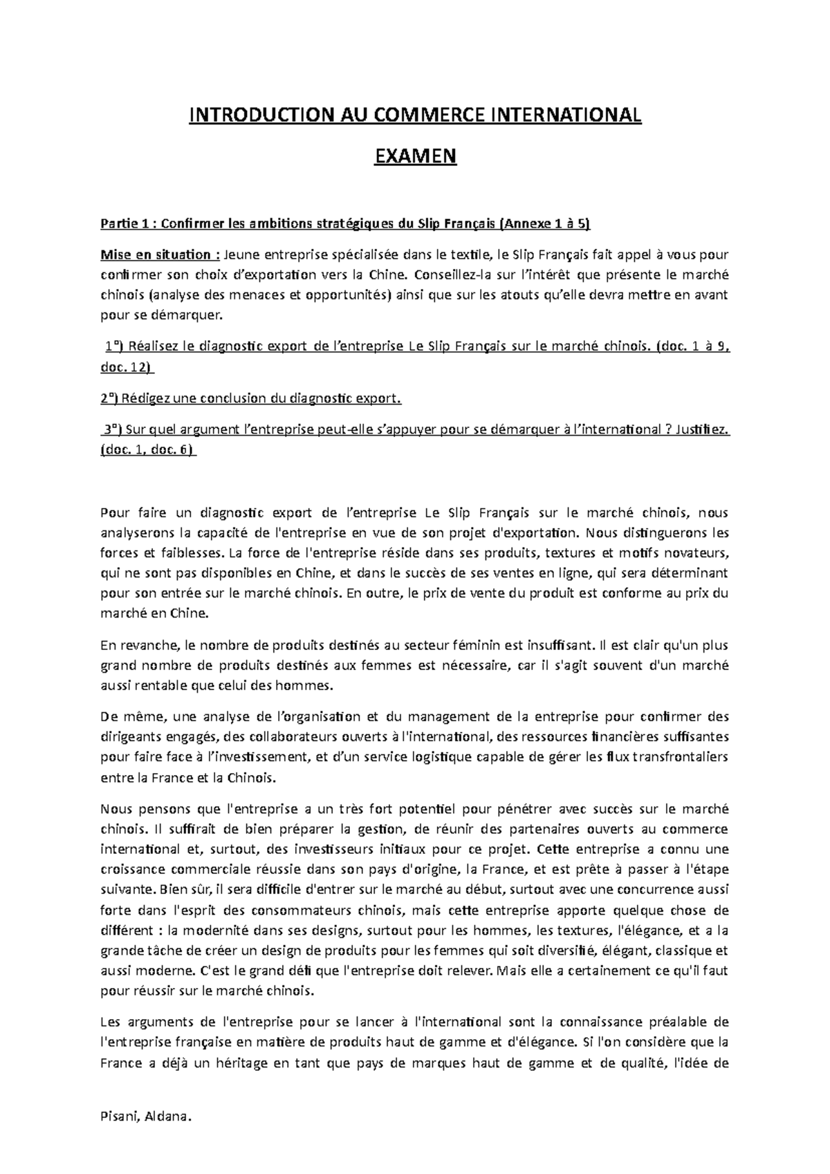 Examen Commerce International - INTRODUCTION AU COMMERCE INTERNATIONAL ...