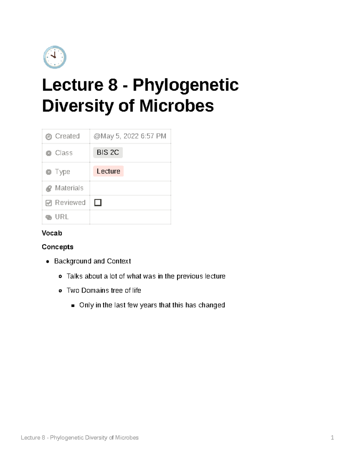 Lecture 8 - Phylogenetic Diversity of Microbes - 🕙 Lecture 8 ...