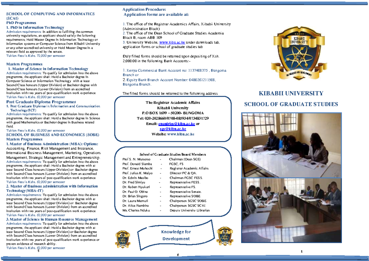 SGS- Brochure - Handbook - 5 KIBABII UNIVERSITY SCHOOL OF GRADUATE ...
