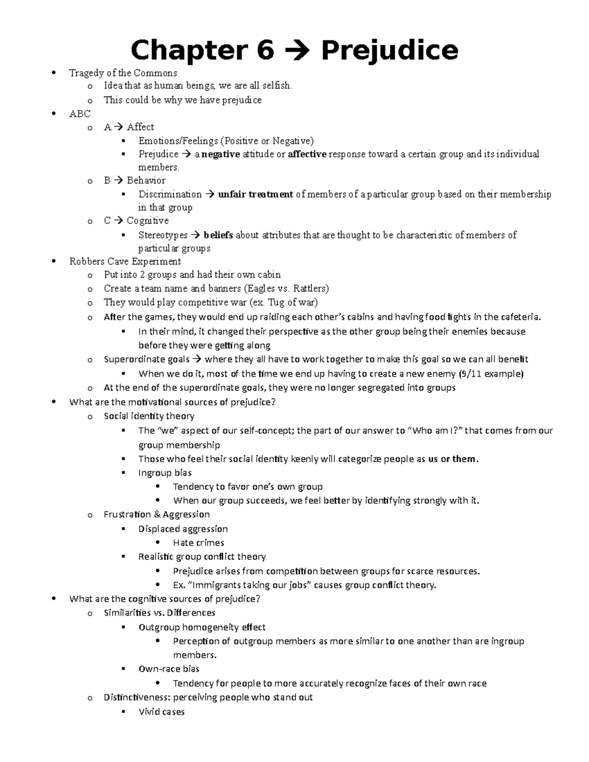Chapter 9 Prejudice - Chapter 6 Prejudice Tragedy of the Commons o Idea ...