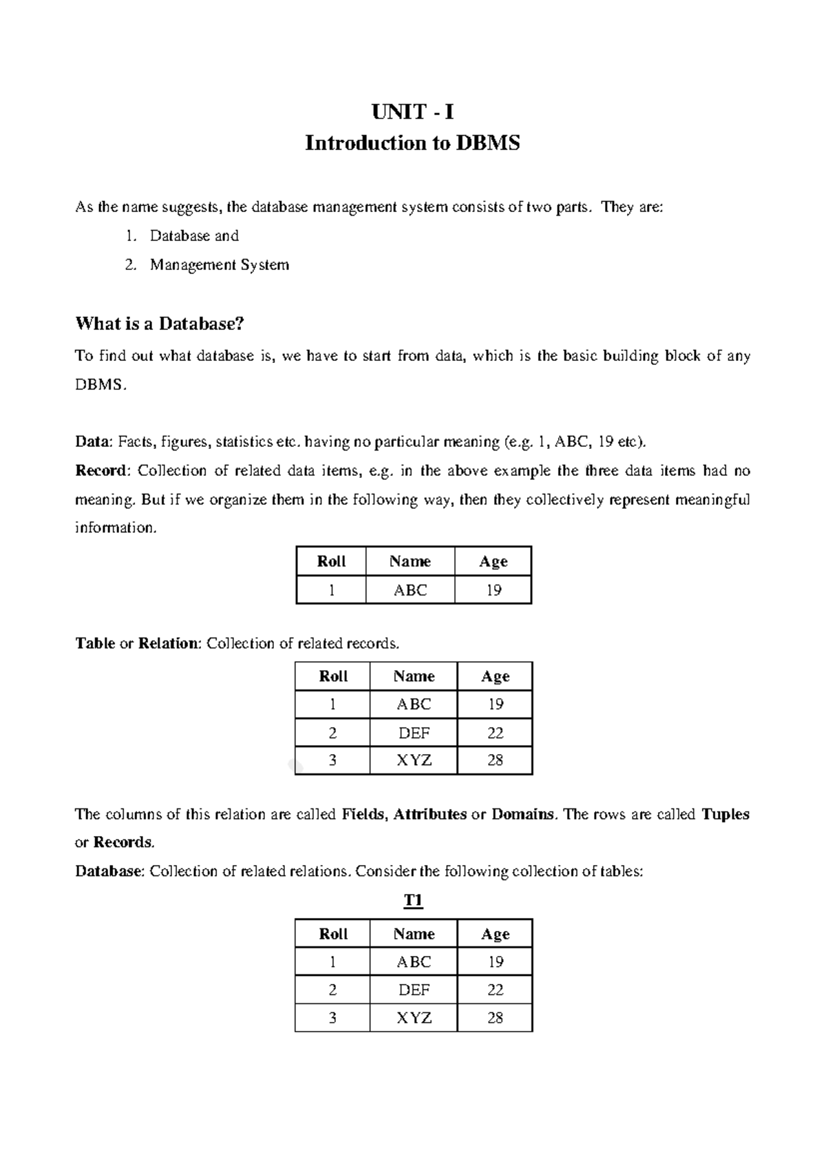 Introduction-to-dbms notes - UNIT - I Introduction to DBMS As the name ...
