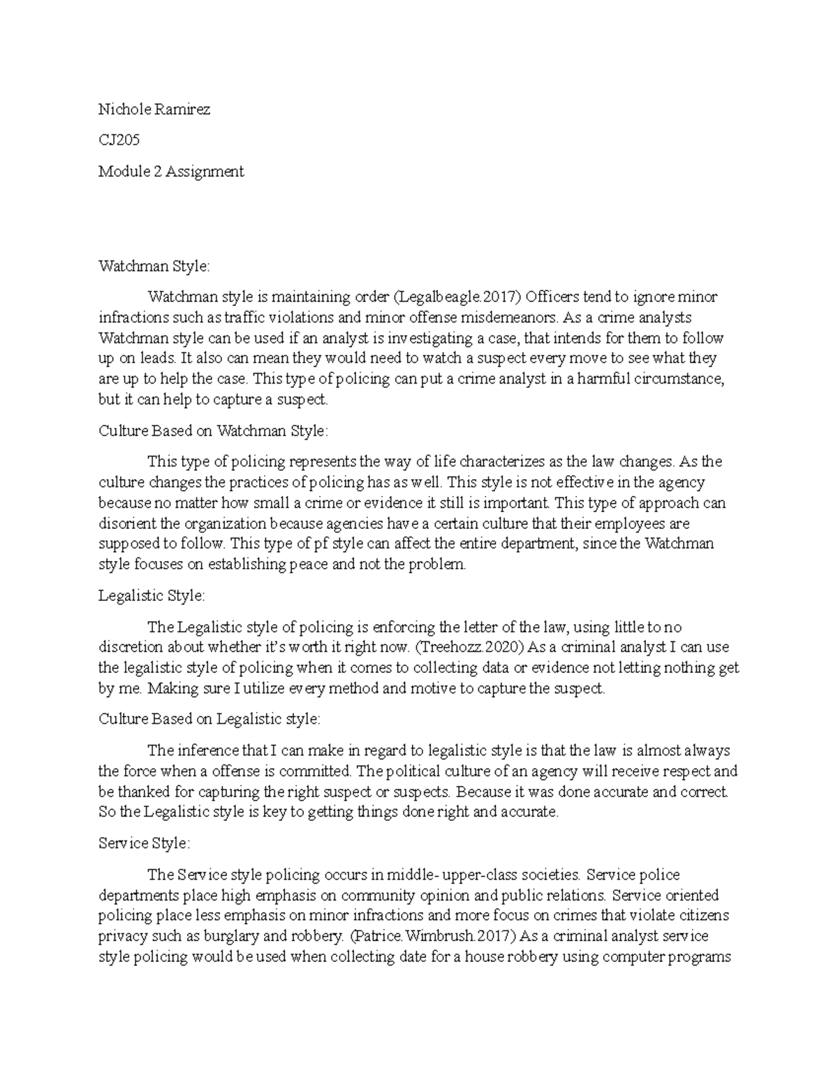 Cj205 modelue 2 assignmnet - Nichole Ramirez CJ Module 2 Assignment ...