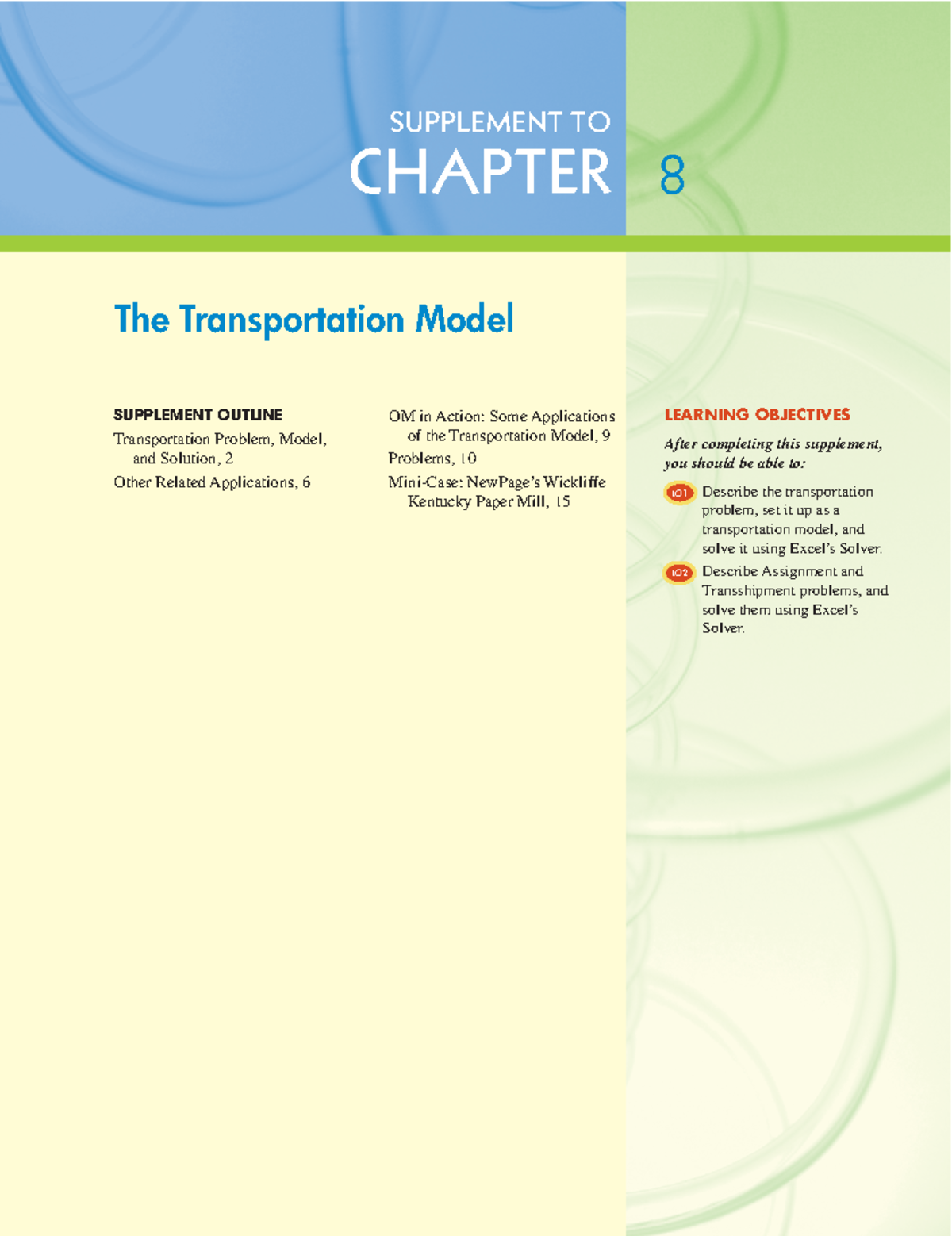 9 Chapter 8 Transportation Model - SUPPLEMENT TO CHAPTER 8 The ...