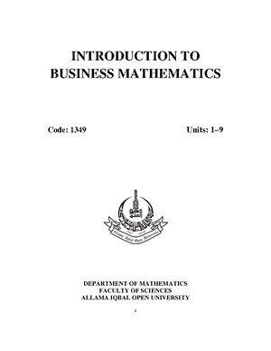 BM1 - Course Outline - COURSE OUTLINE Course Name Business Mathematics ...