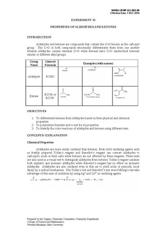 Experiment 12 - PREPARATION AND PROPERTIES OF ALIPHATIC AND AROMATIC HYDROCARBONS - DATA AND ...