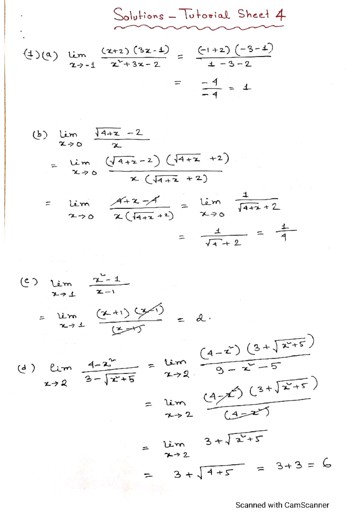 Solutions of Tutorial Sheet 4 - Engineering Calculus - Studocu