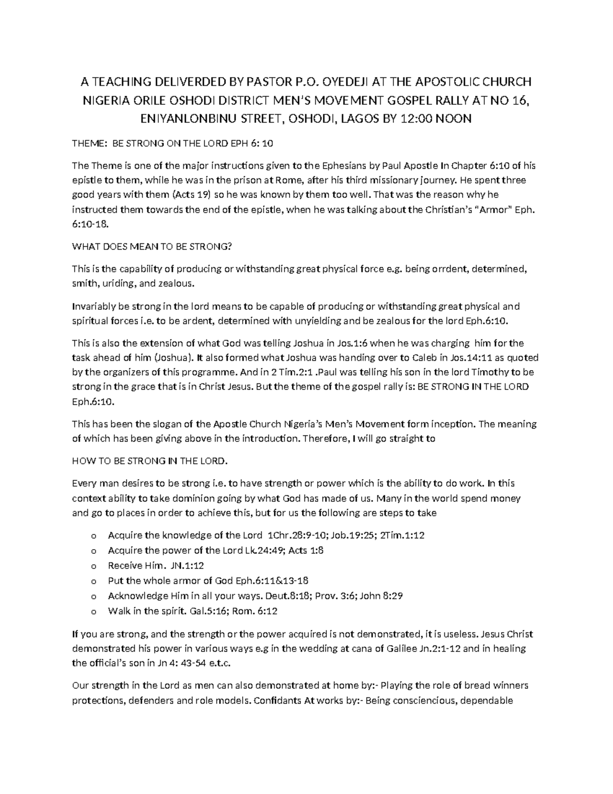 A Teaching Deliverded BY Pastor P - A TEACHING DELIVERDED BY PASTOR P ...