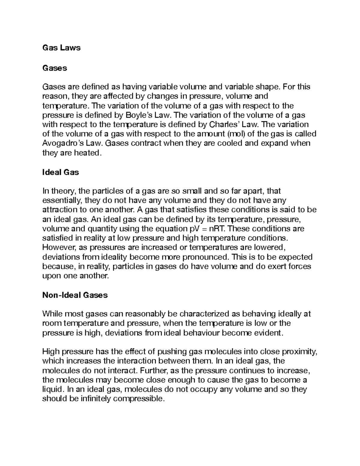 Gas Laws - Experiment 1 Background Info 2020/2021 - Gas Laws Gases ...