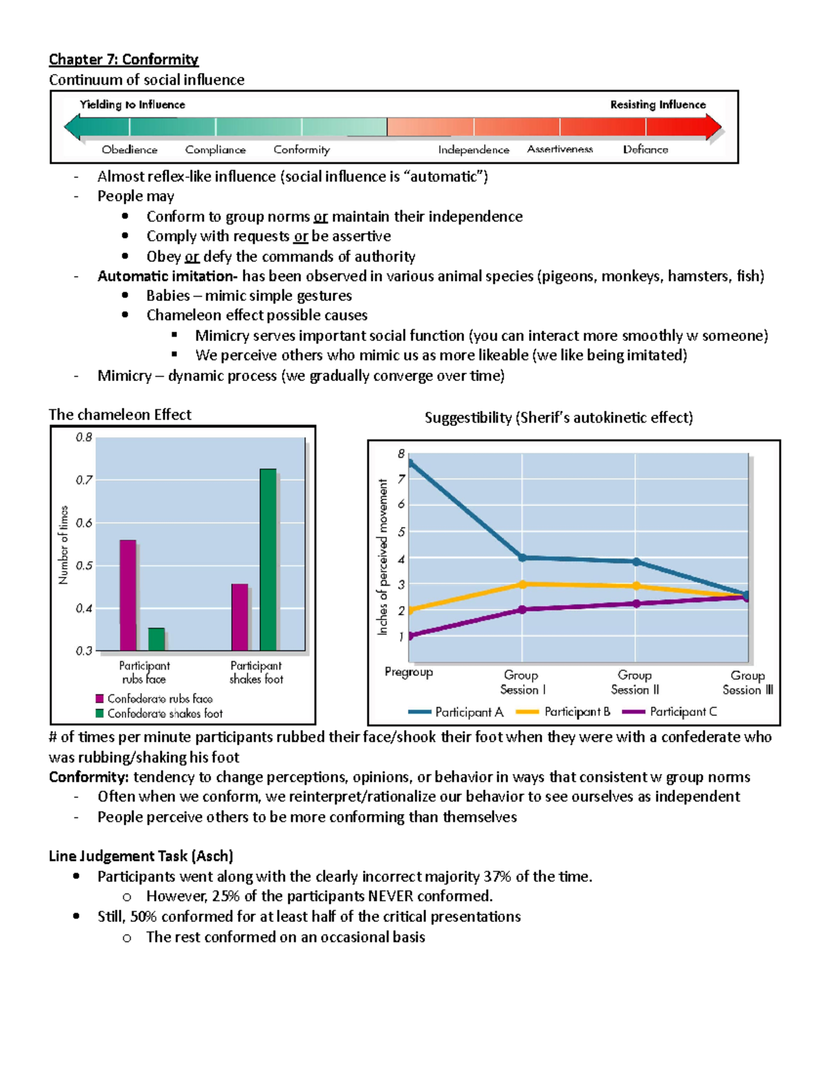 Chapter 7 - Chapter 7: Conformity Continuum of social influence ...