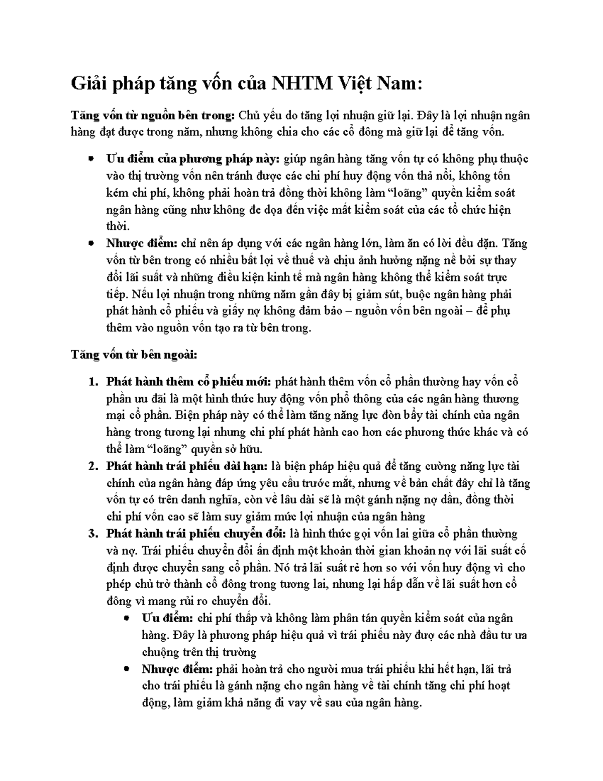 Giải pháp tăng vốn của NHTM Việt Nam - Giải pháp tăng vốn của NHTM Việt ...