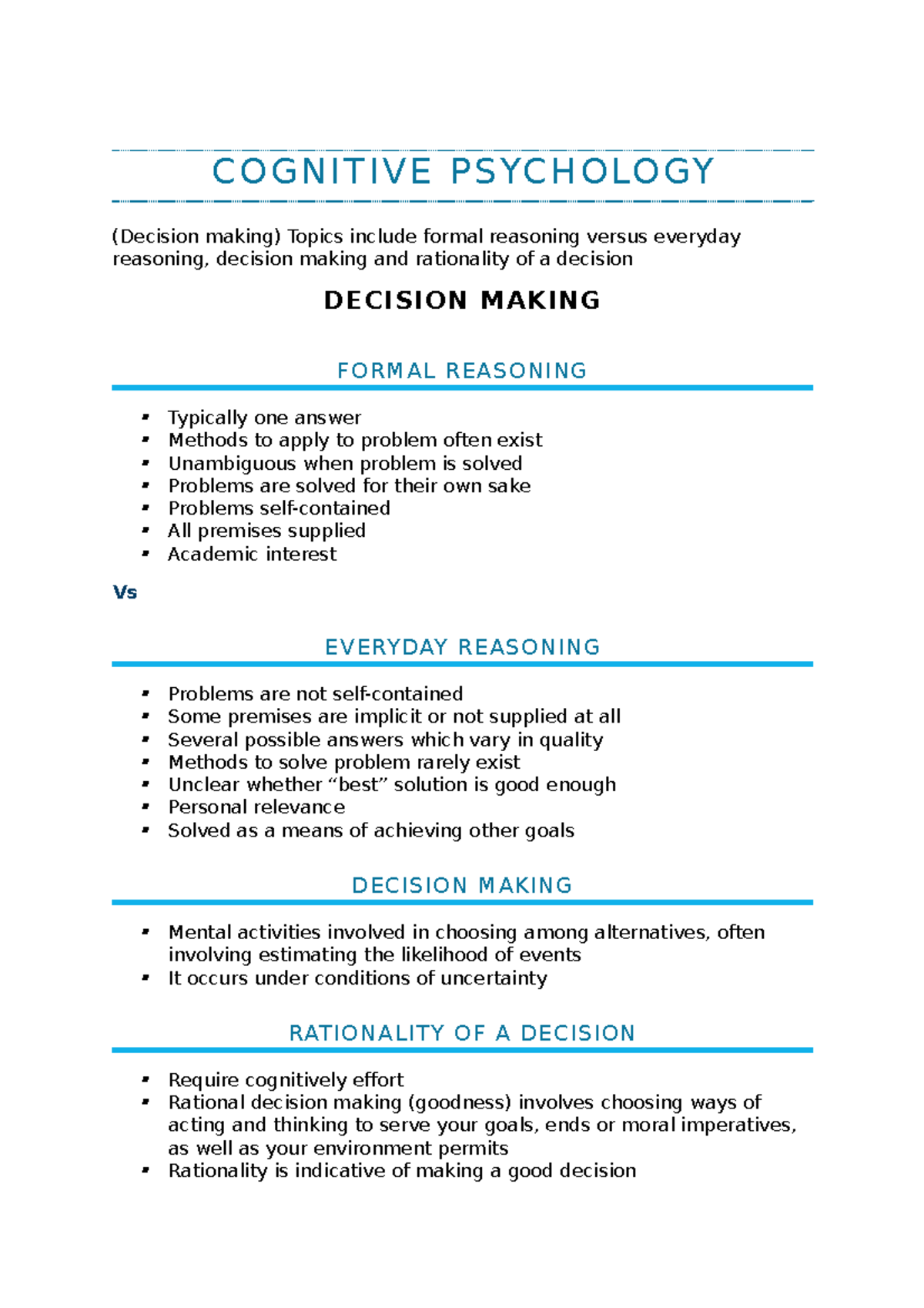 Cognitive Psychology 16 - C O G N I T I V E P S YC H O LO GY (Decision ...