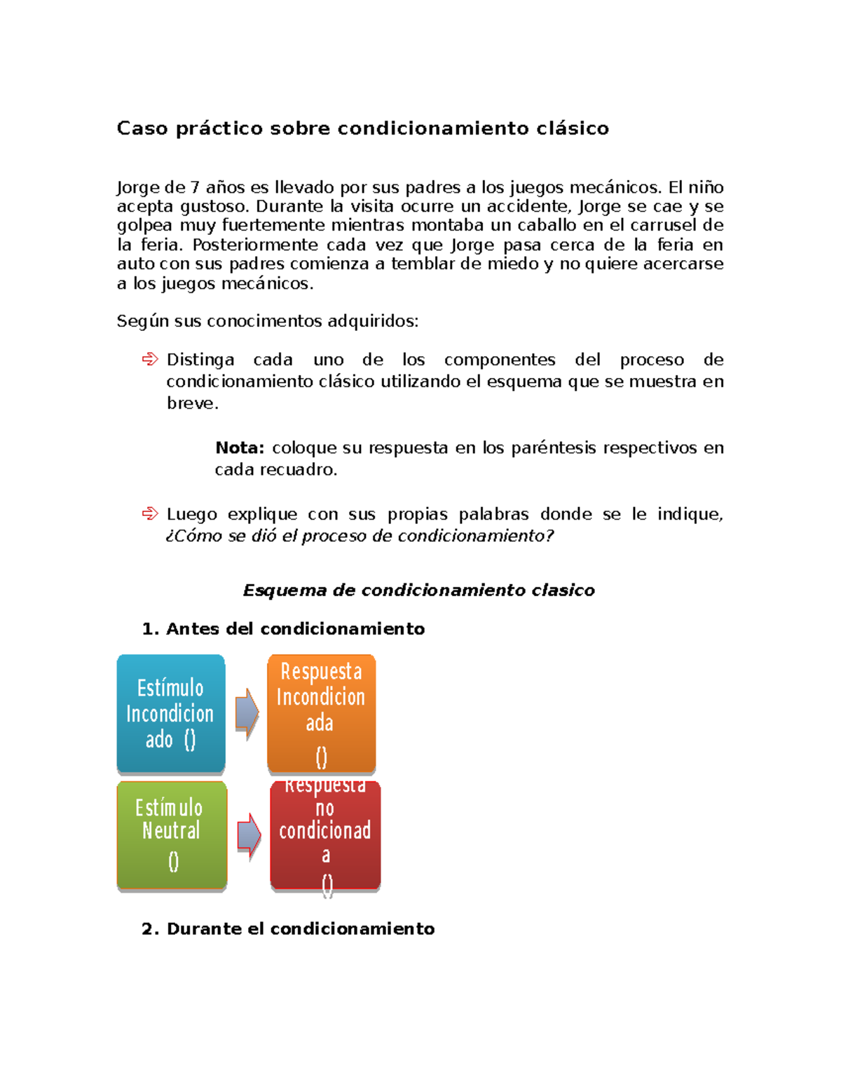Actividad 1 Resolución caso Condicionamiento - Caso práctico sobre ...