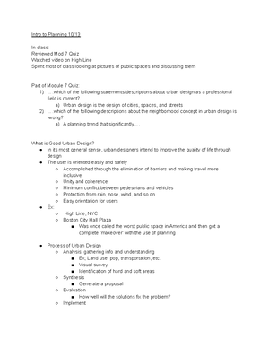 Intro to Planning Notes - Intro to Planning OSSD Notes Reminders: Due ...